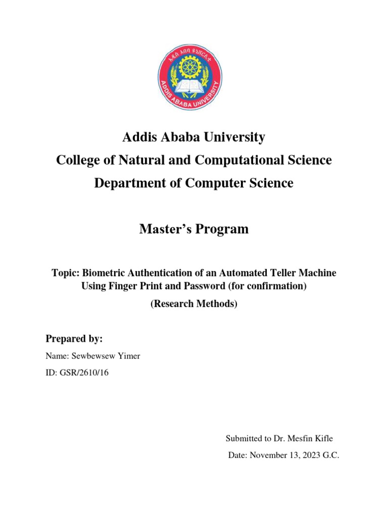 Research Methods Project Tpic | PDF | Automated Teller Machine | Biometrics