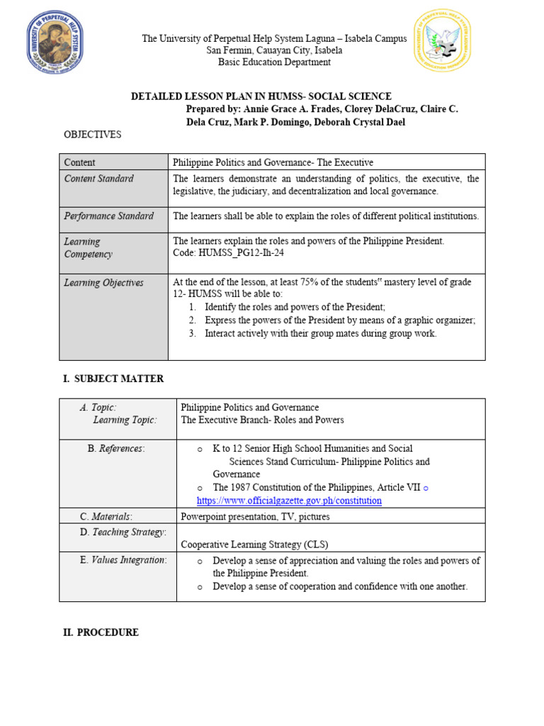 Detailed-Lesson-Plan-in-HUMSS - ESp | Download Free PDF | Presidents Of ...