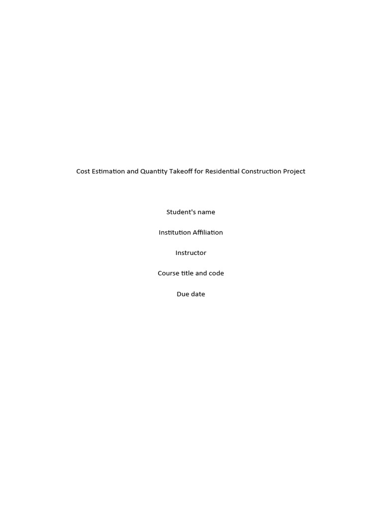 Construction Cost Estimation Report | PDF | Concrete | Masonry