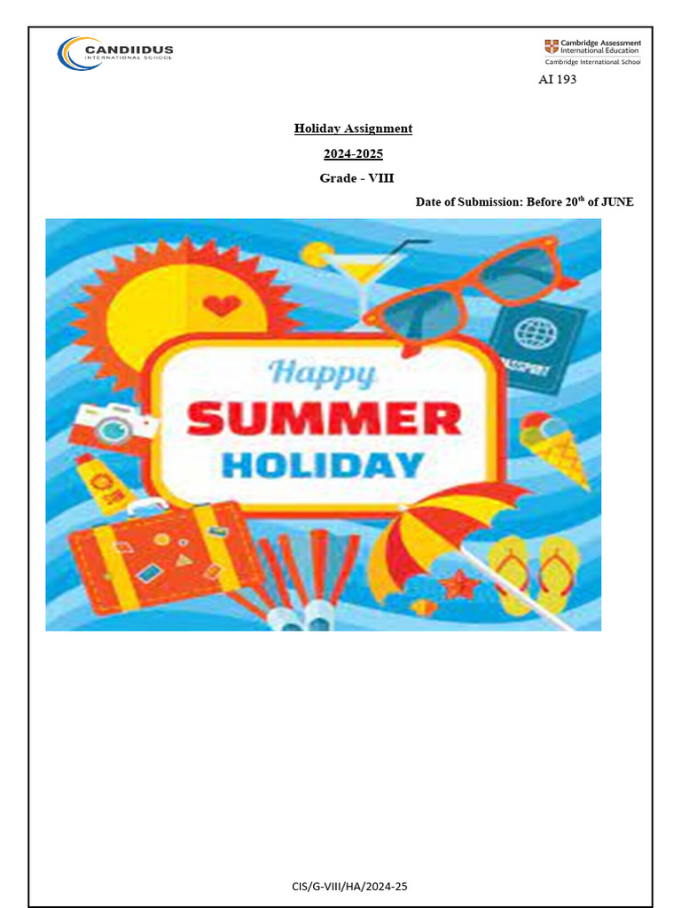 GRADE 8 Holiday Assignment | PDF | Syringe | Geometry