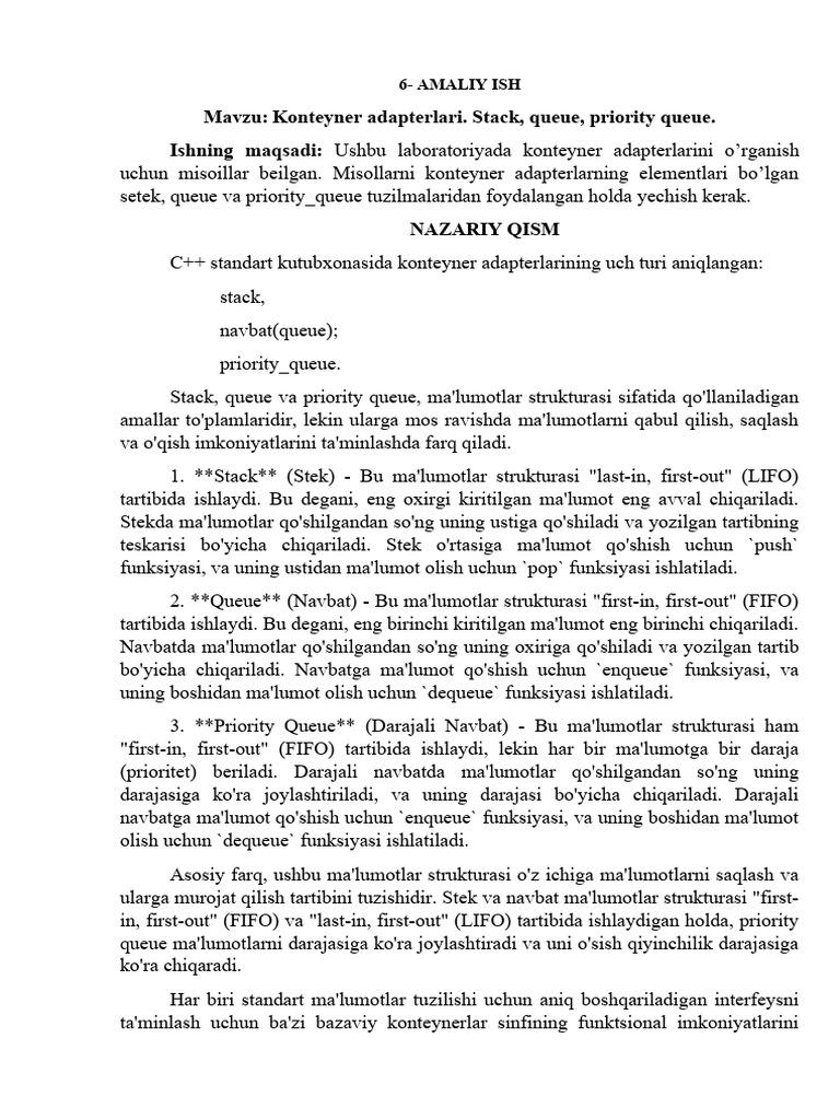 6-Amaliyot, Dasturlash | PDF
