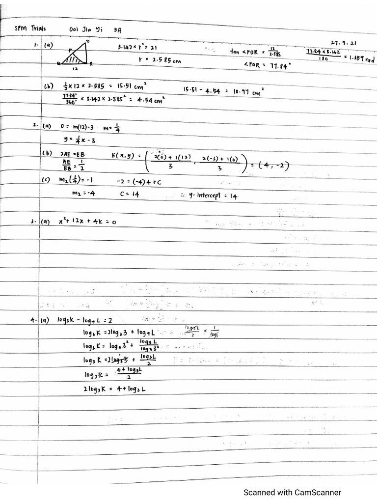 2021 SPM Trial 1 A Maths (p1) - Ans | PDF