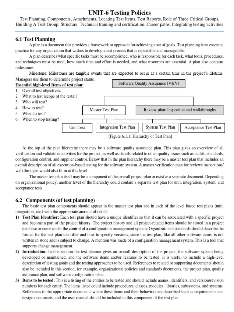 Unit-6 Testing Policies | PDF | Software Testing | Specification ...