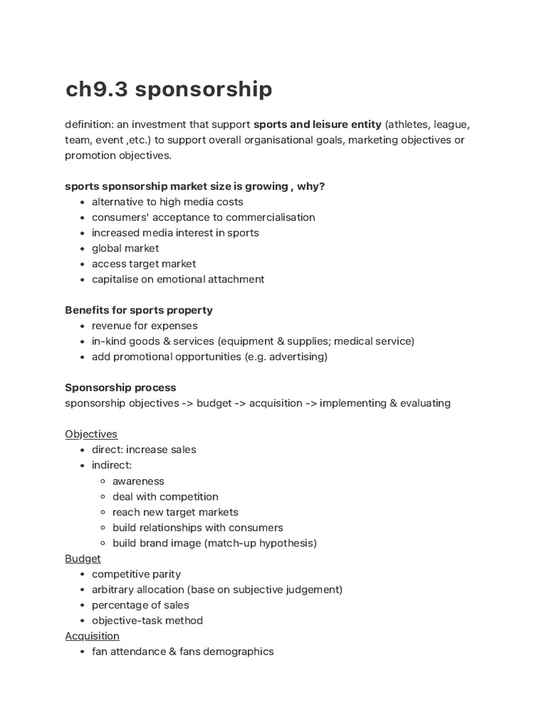 Ch9.3 Sponsorship. | PDF | Retail | Marketing