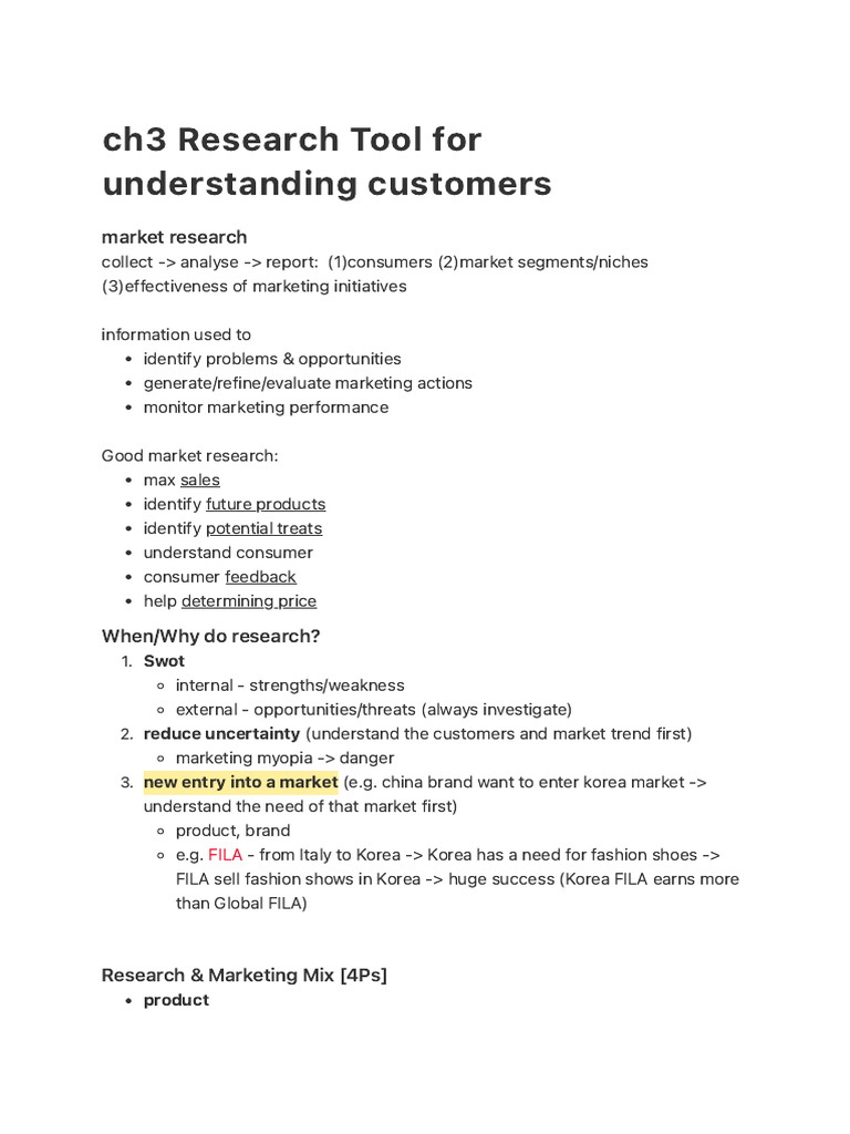Ch3 Research Tool for Understanding Customers | PDF | Survey ...