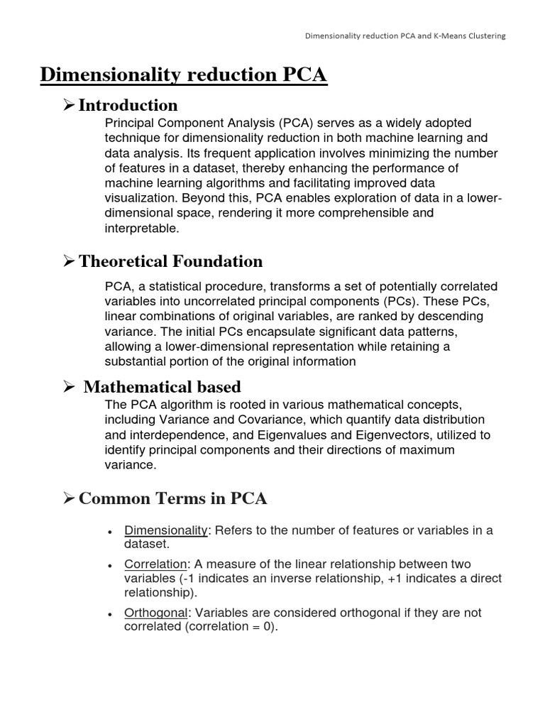 Pca&kmean | PDF | Principal Component Analysis | Eigenvalues And Eigenvectors