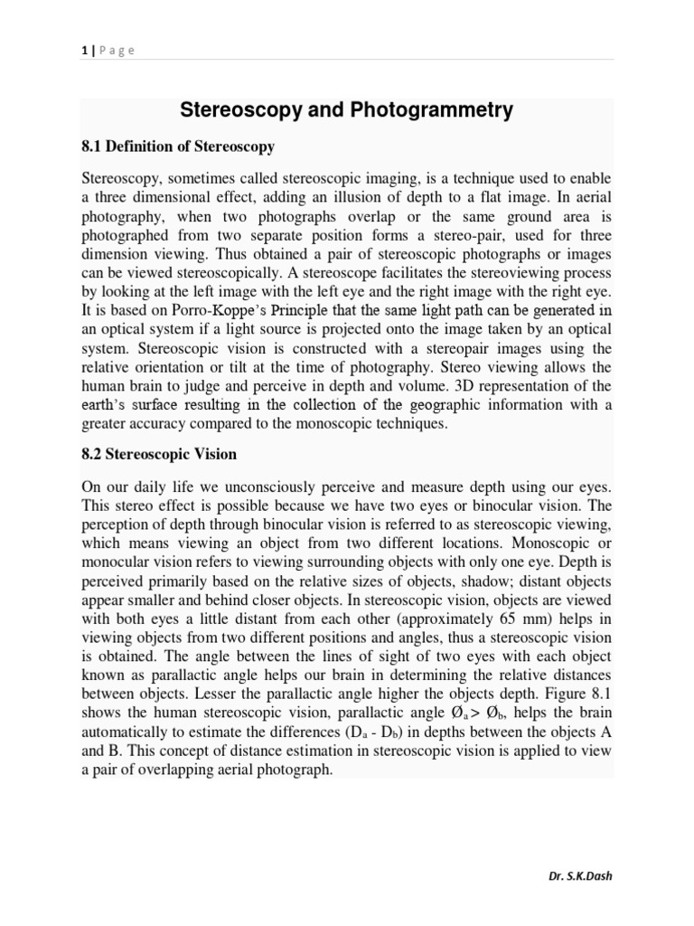 Stereoscopy & Photogrammetry Guide | PDF | Stereoscopy | Imaging