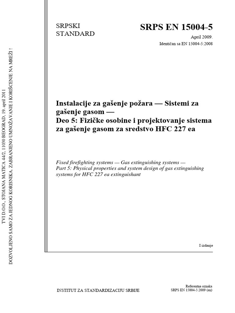 SRPS en 15004-5 FM200 | PDF | International Organization For ...