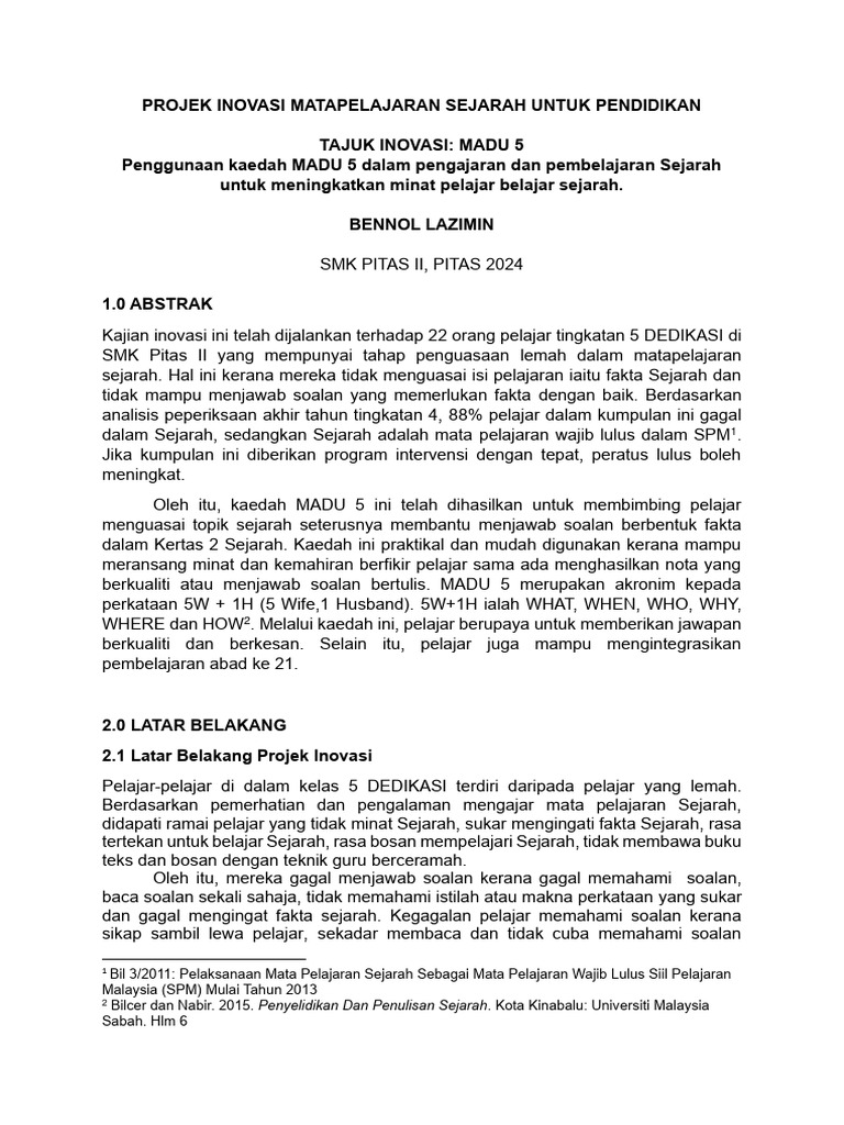 Inovasi Madu 5 Untuk Sejarah | PDF