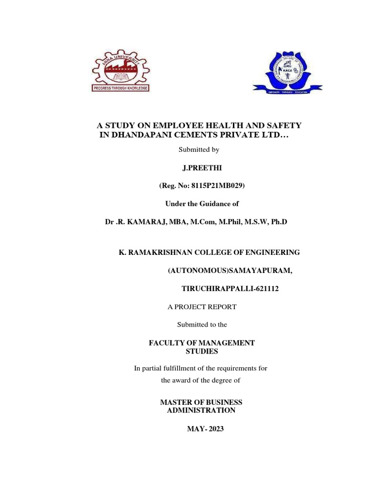 Preethi J Final Print | PDF | Occupational Safety And Health | Traffic Collision