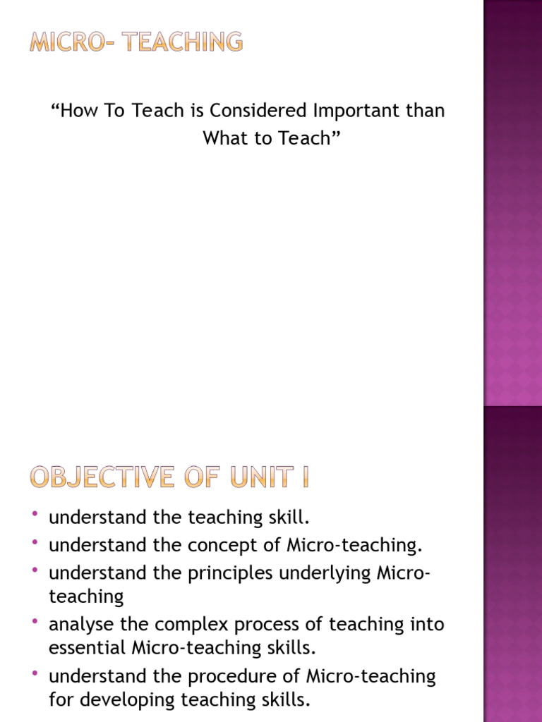 Micro Teaching | PDF | Learning | Teachers