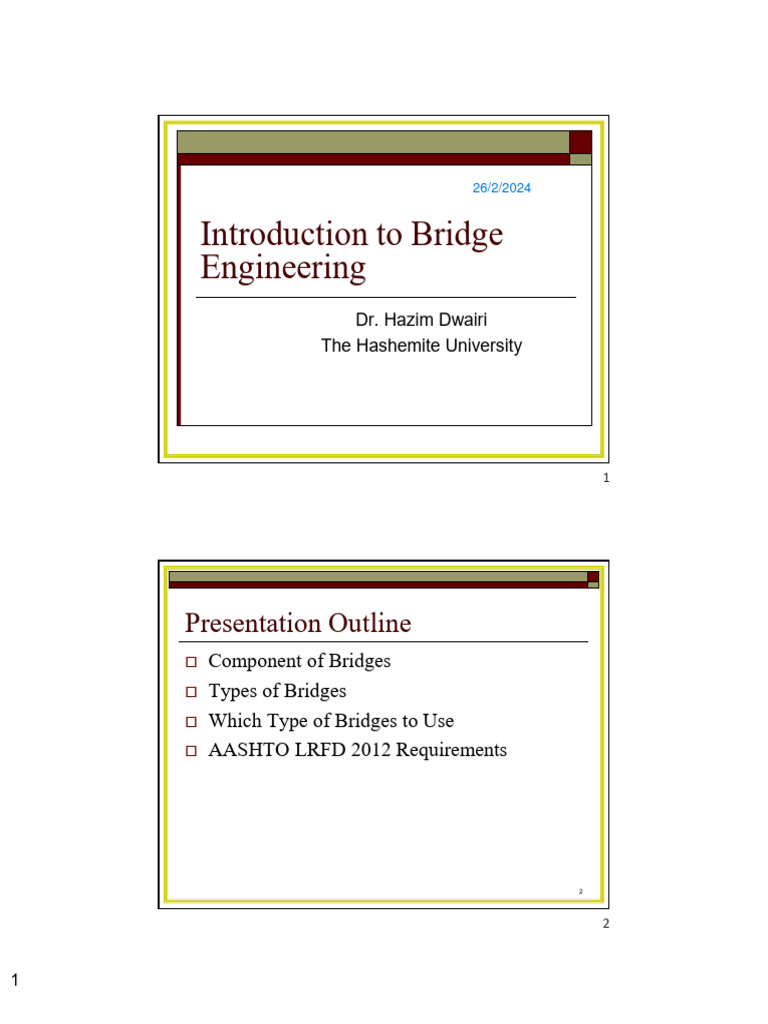 Lecture 1-Introduction to Bridge Design | PDF | Prestressed Concrete ...
