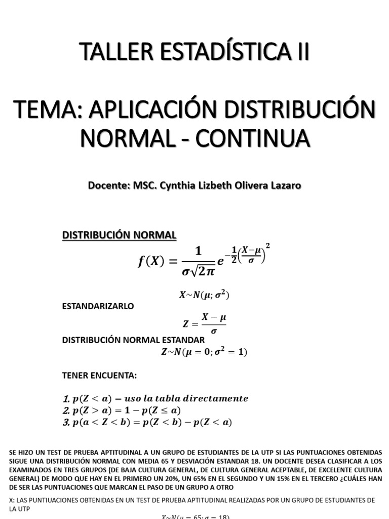 Ejer Dist Continua Normal | PDF | Función de densidad de probabilidad | Teoría estadística