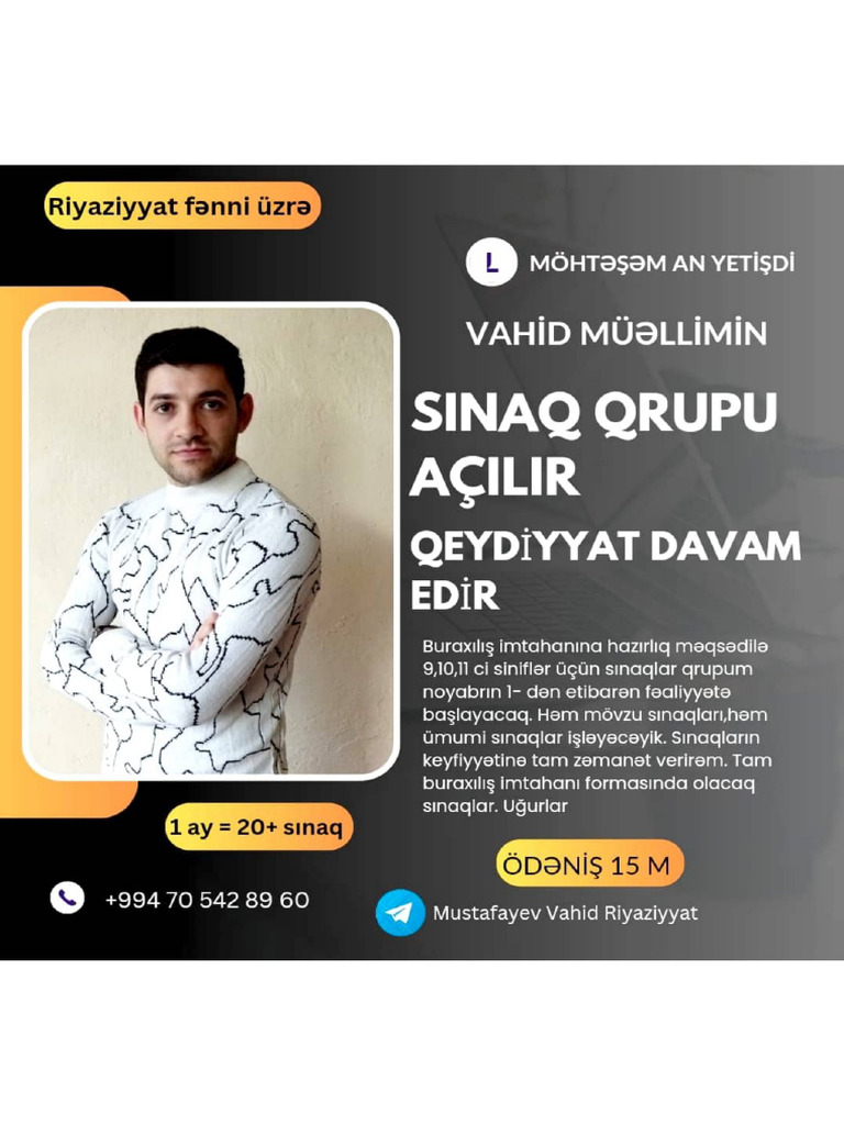 Vahid Mustafayev XI Sinif ÜSİ-lər 2023-2024 | PDF