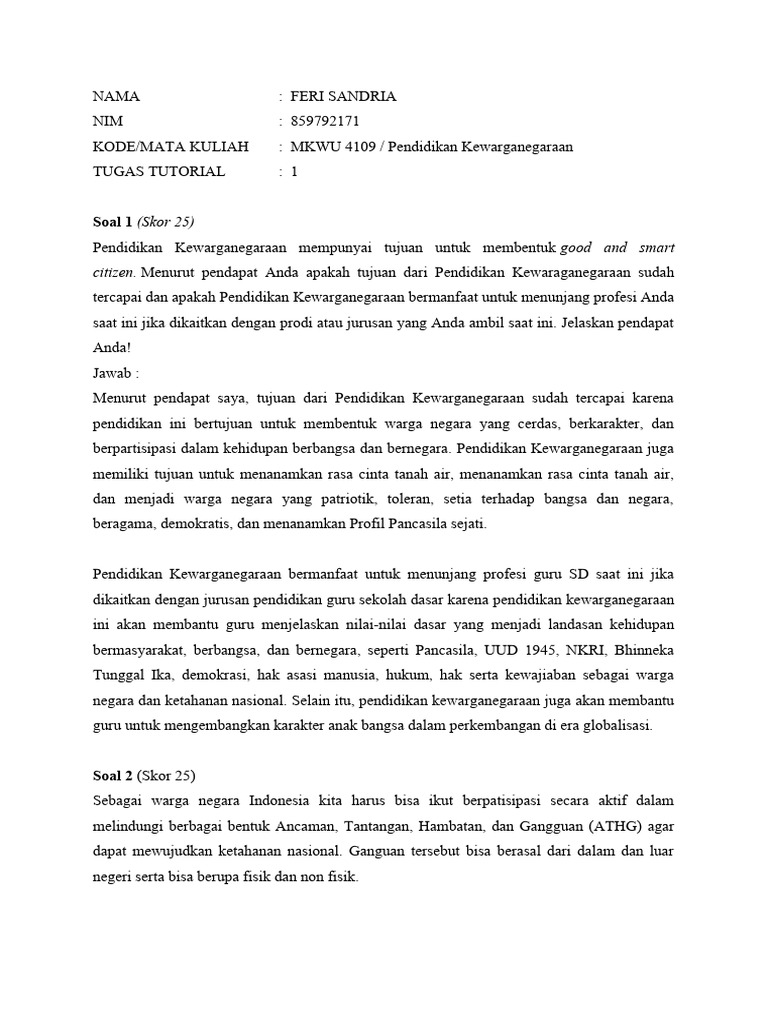 PKN TT 1 Feri Sandria | PDF