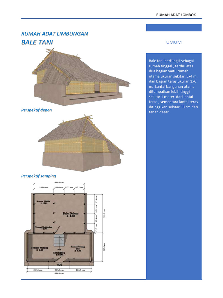 Struktur Rumah Adat Limbungan Lombok | PDF