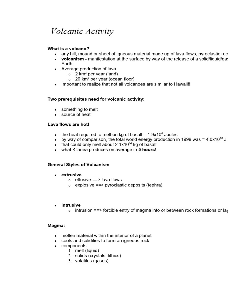Volcanic Activity محاضره 4و5 | PDF | Volcano | Types Of Volcanic Eruptions