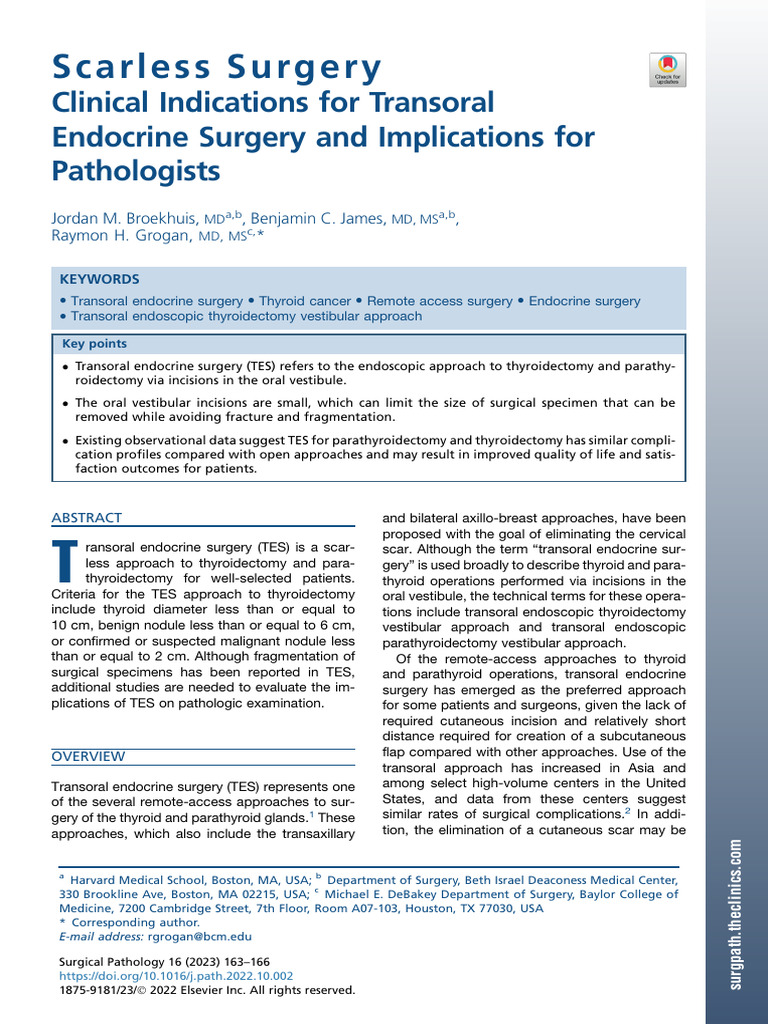 Scarless Surgery Clinical Indications for Transoral Endo 2023 Surgical ...