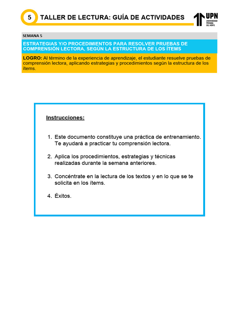 SEM5 - Taller de Lectura - Guía de Actividades | Descargar gratis PDF ...