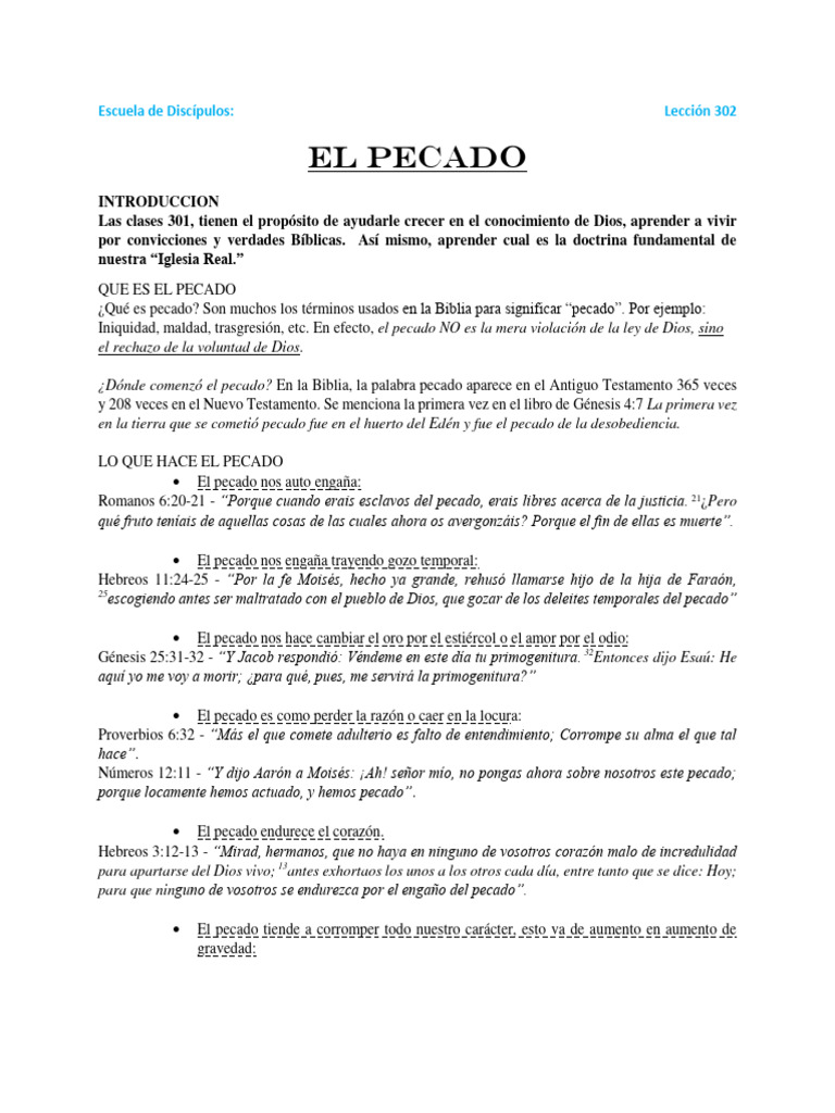 CLASE 302 - EL PECADO | PDF | Pecado | Dios