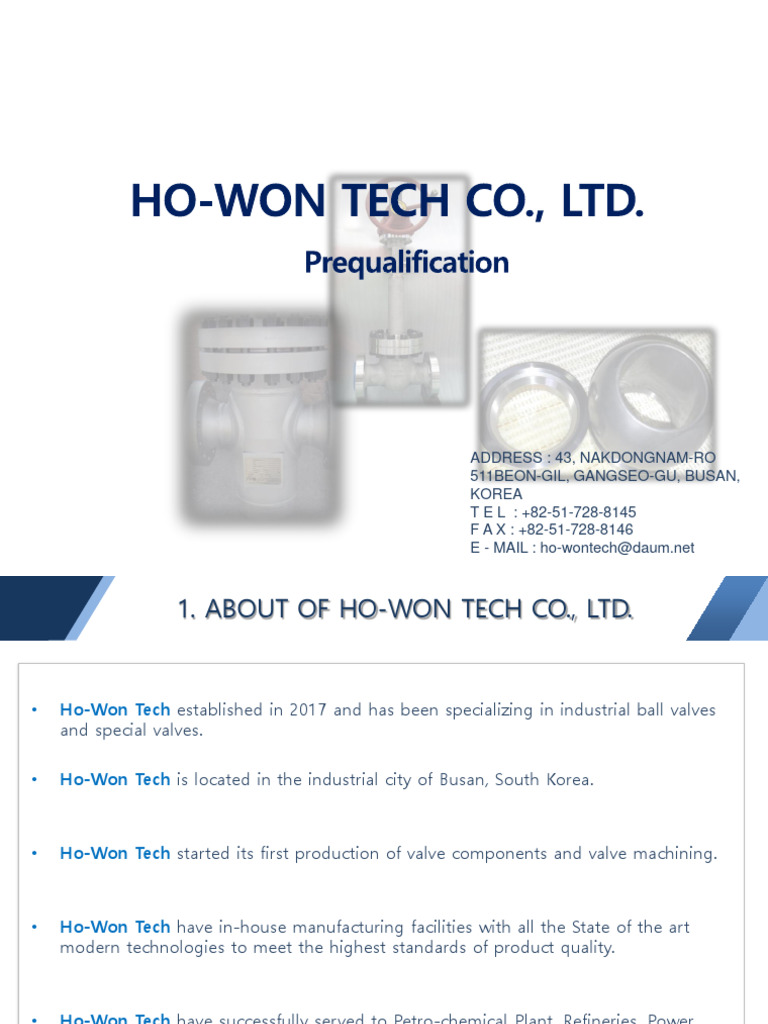 Po) Ho-Won Tech 221116 | PDF | Valve | Factory