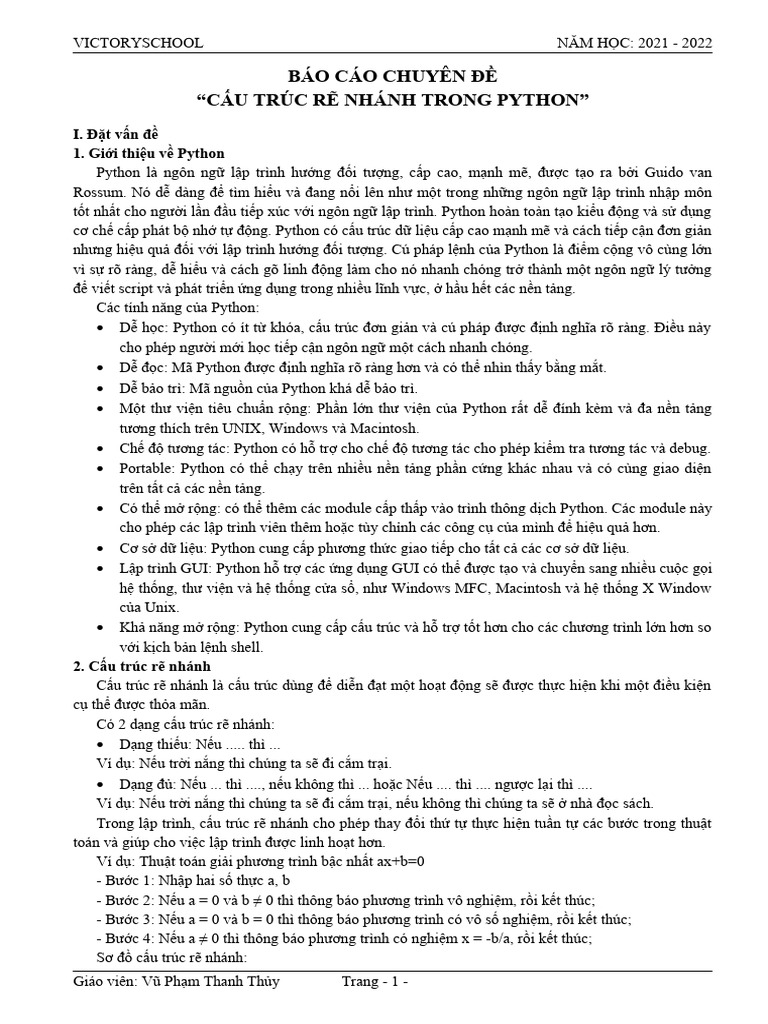 Chuyên Đề Cấu Trúc Rẽ Nhánh Trong Python | PDF