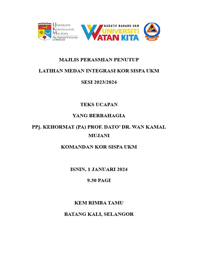 Penutup Latihan Medan Kor SISPA UKM | PDF