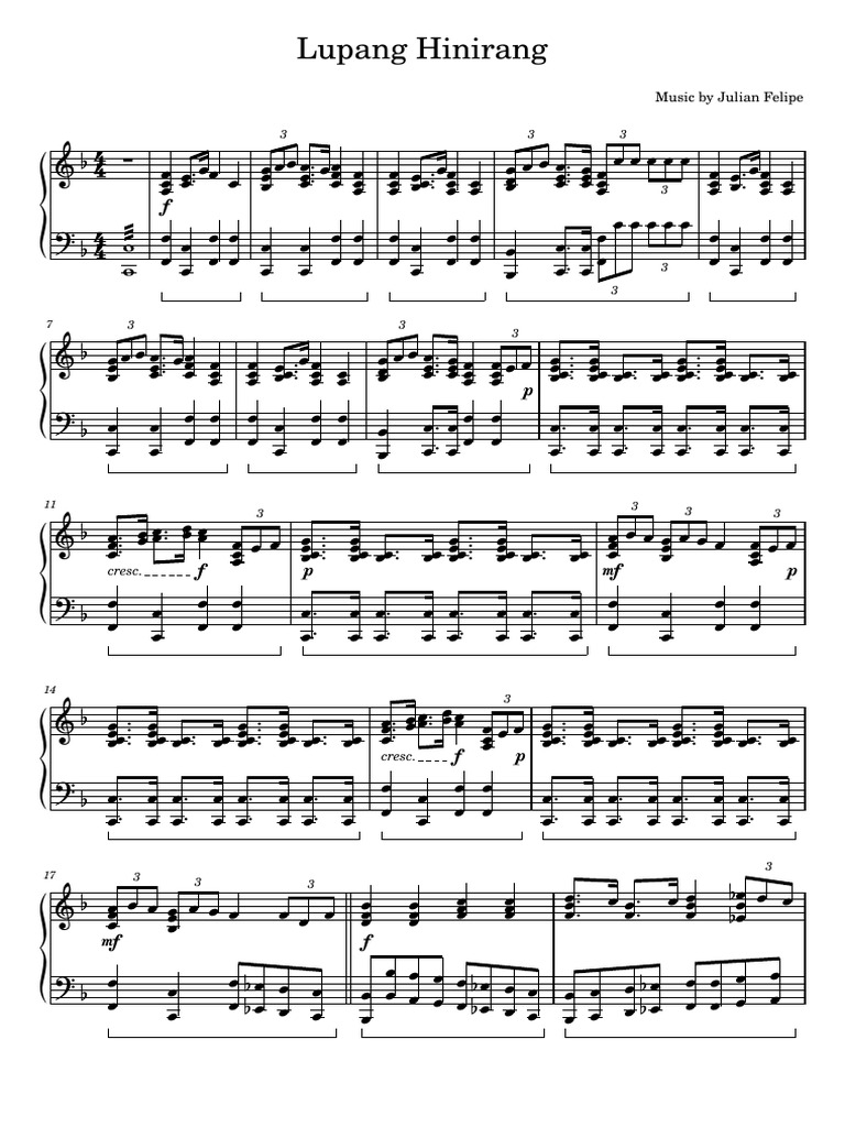 Lupang_Hinirang_Piano_original_-_Julian_Felipe | PDF | Philippines