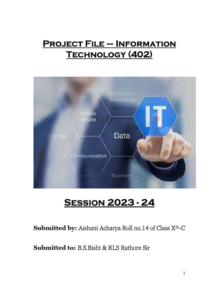 Cbse Class 10 Information Technology Project File | PDF | Relational Database | Business Process