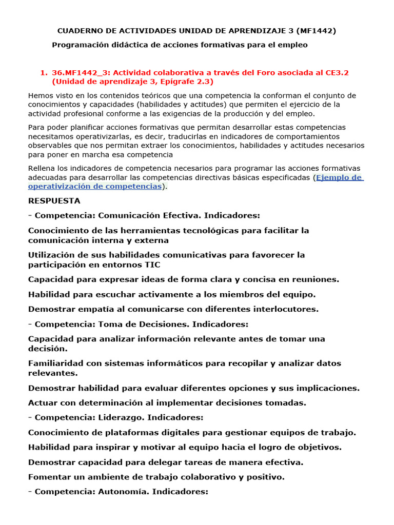 3-MF1442-CUADERNO DE ACTIVIDADES UNIDAD DE APRENDIZAJE 3 | PDF | Evaluación | Enseñando