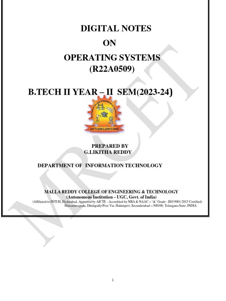 operating digital notes(R22 regulation) | PDF | Operating System ...