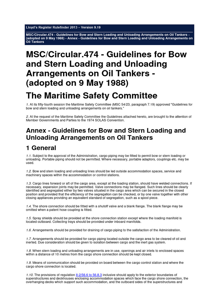 MSC Circ 474 | PDF | Oil Tanker | Shipping