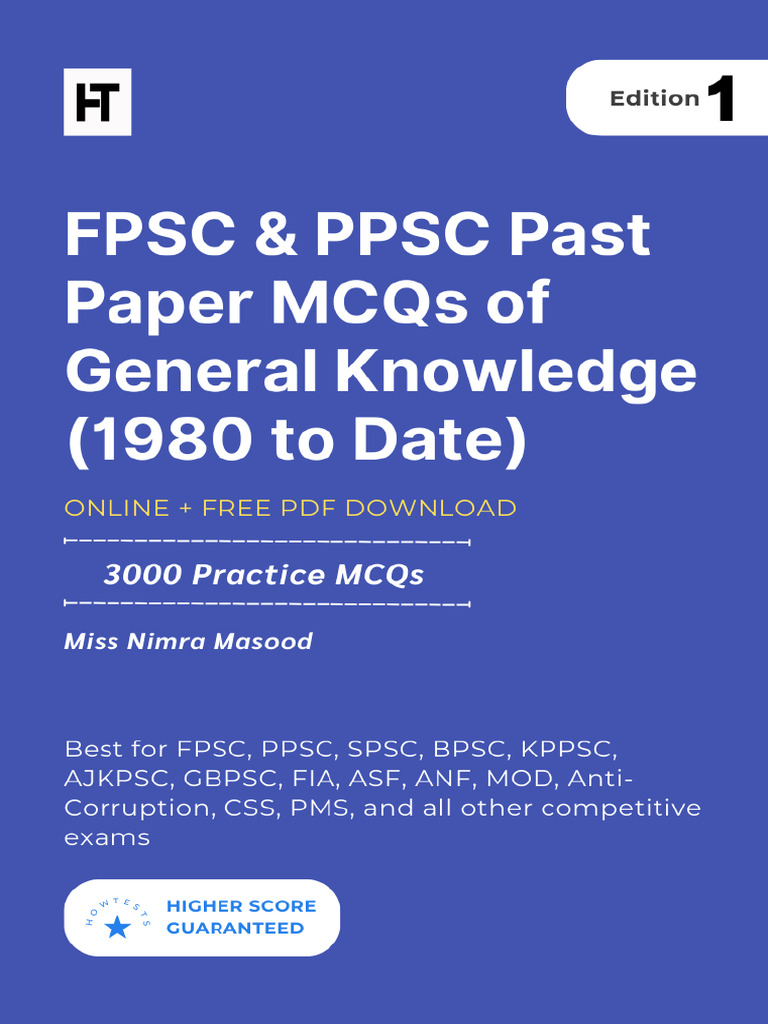 FPSC & PPSC Past Paper MCQs of General Knowledge (1980 to Date)_answer ...