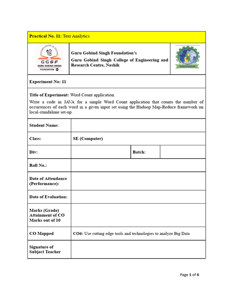 Dsbda Manual Assignment 11 Pdf Map Reduce Apache Hadoop 2189