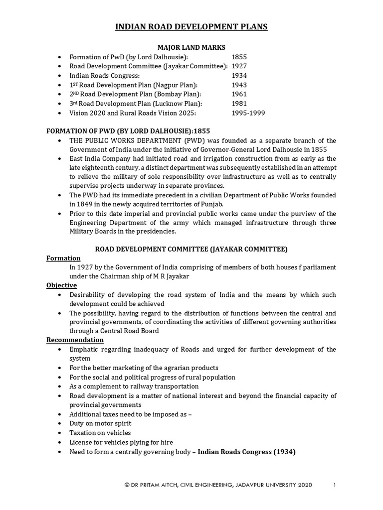 Indian Road Development Plans | Download Free PDF | Taxes | Economies