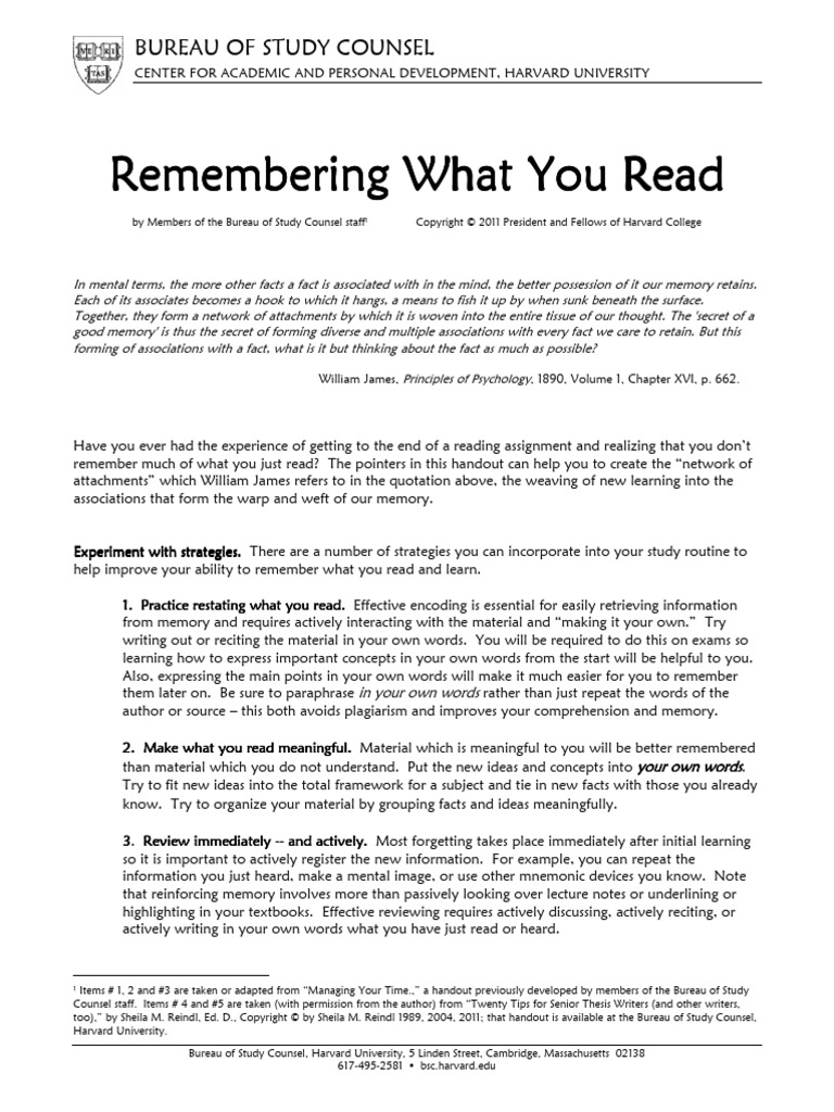 Remembering | PDF | Memory | Mnemonic
