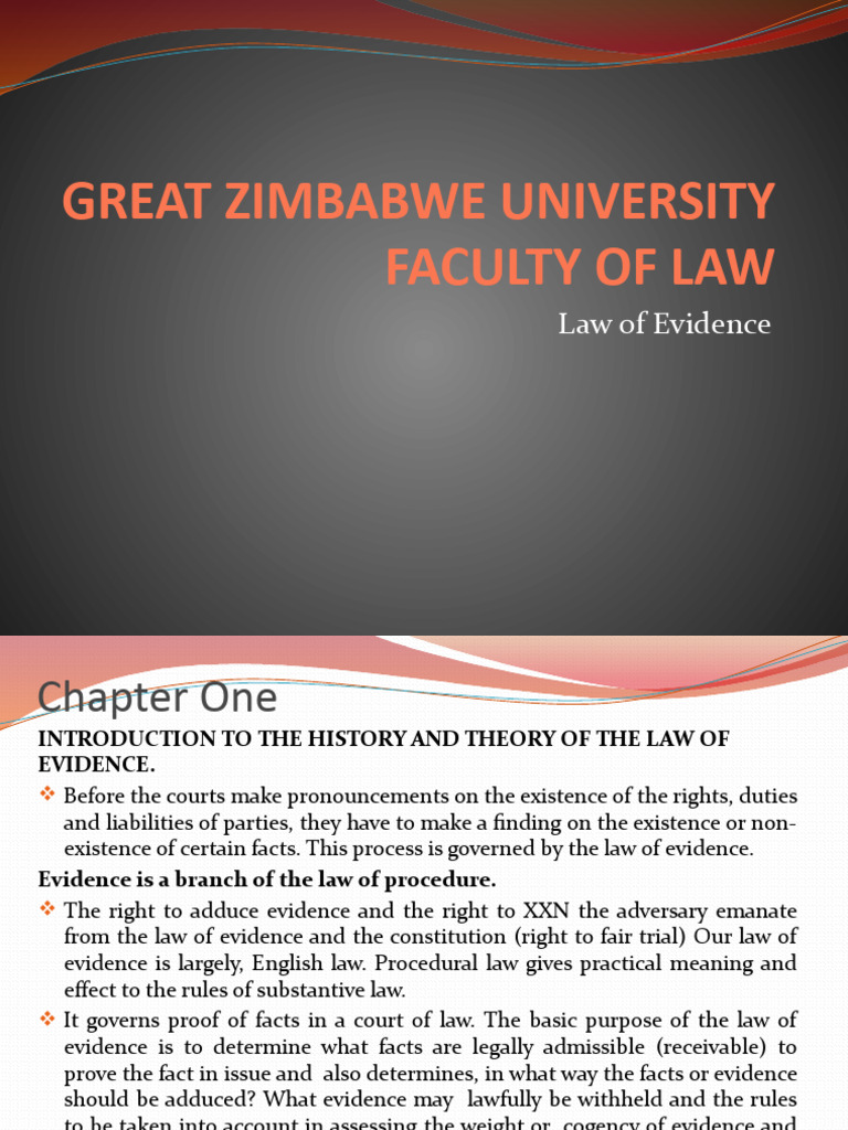 Law of Evidence Slides | PDF | Evidence (Law) | Relevance (Law)