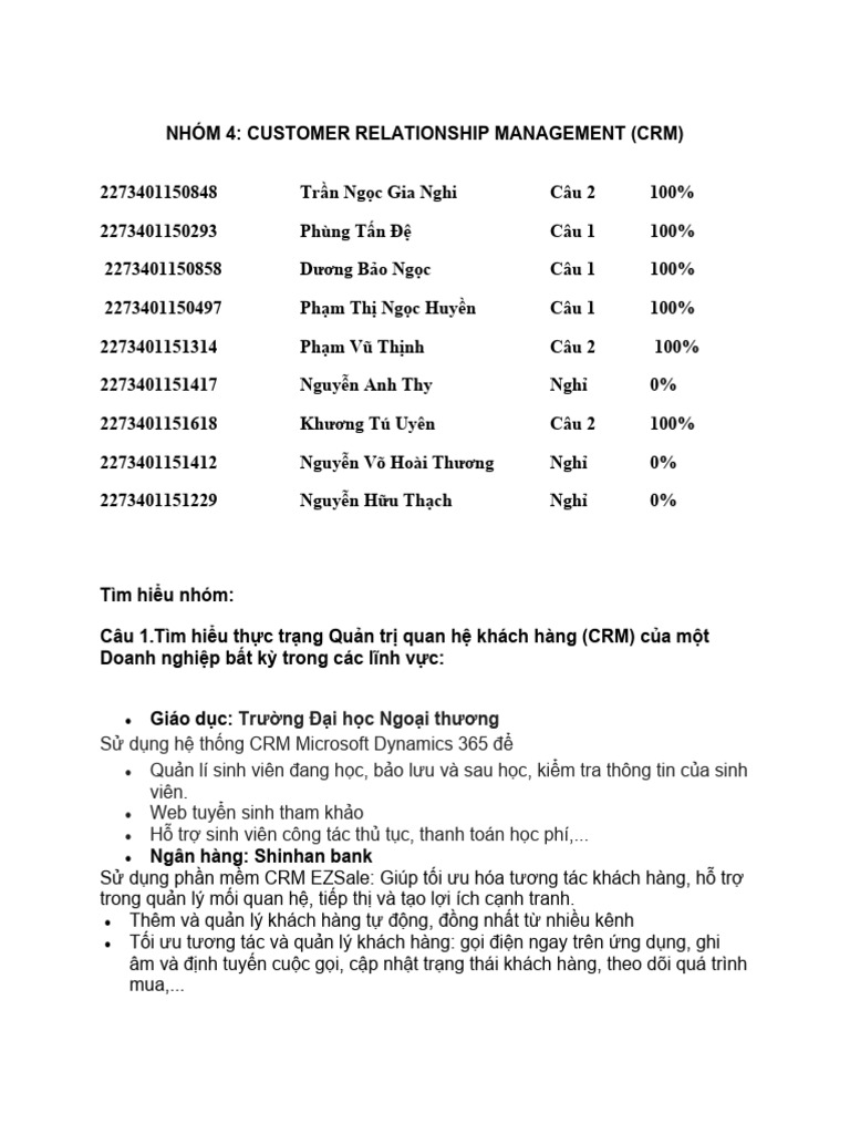 Nhóm4 C5ca4 BTN CRM | PDF