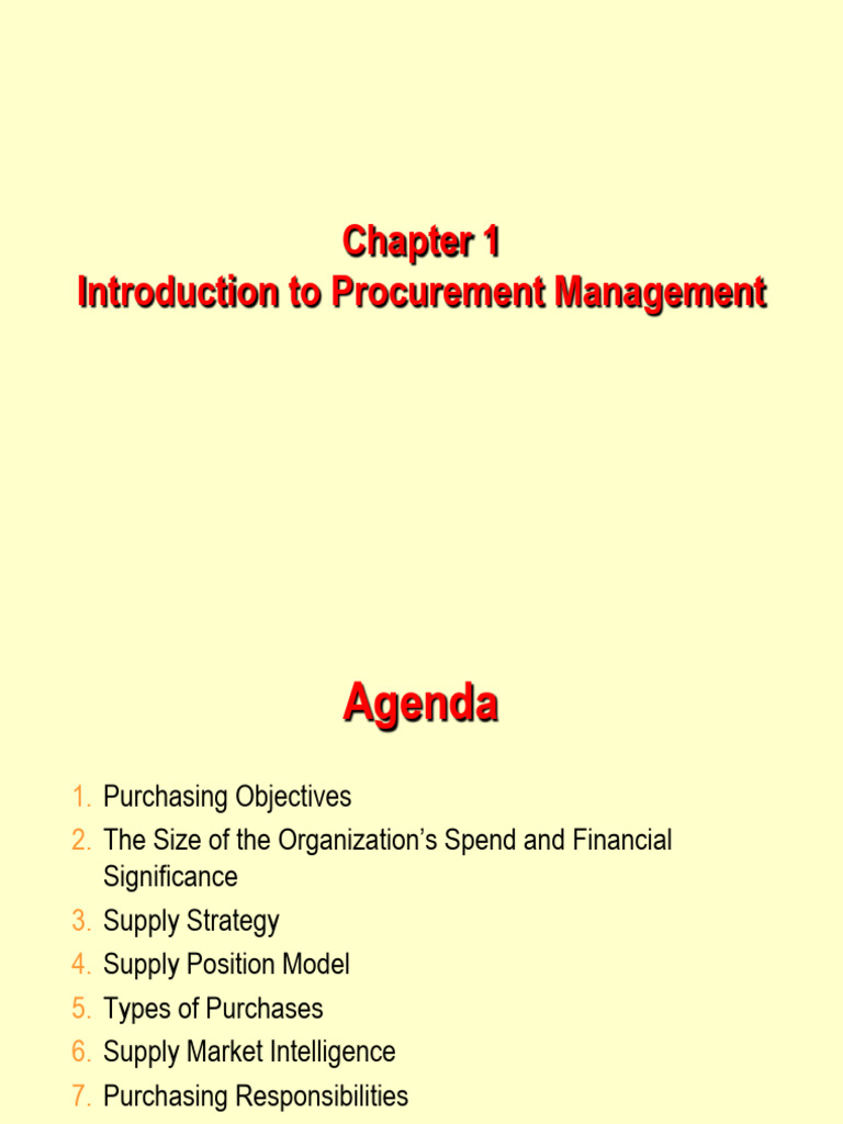 Introduction To Procurement Management | PDF | Supply Chain | Risk