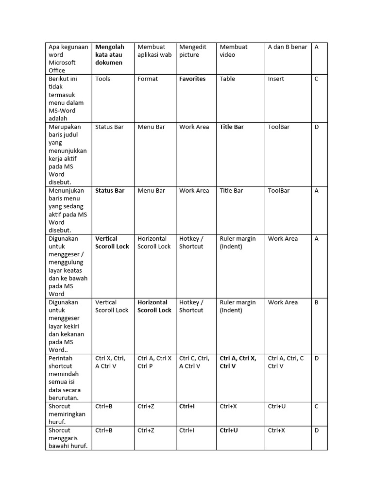 Kuis Microsoft Office dan Excel | PDF
