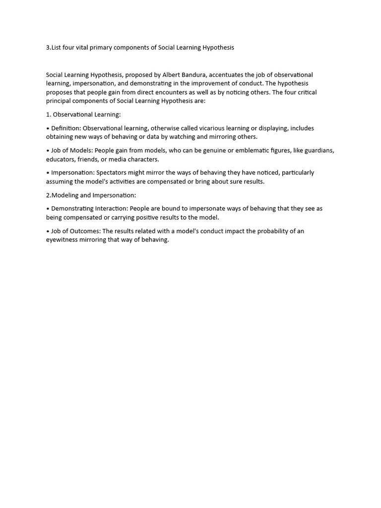 Key Components of Social Learning Theory | PDF