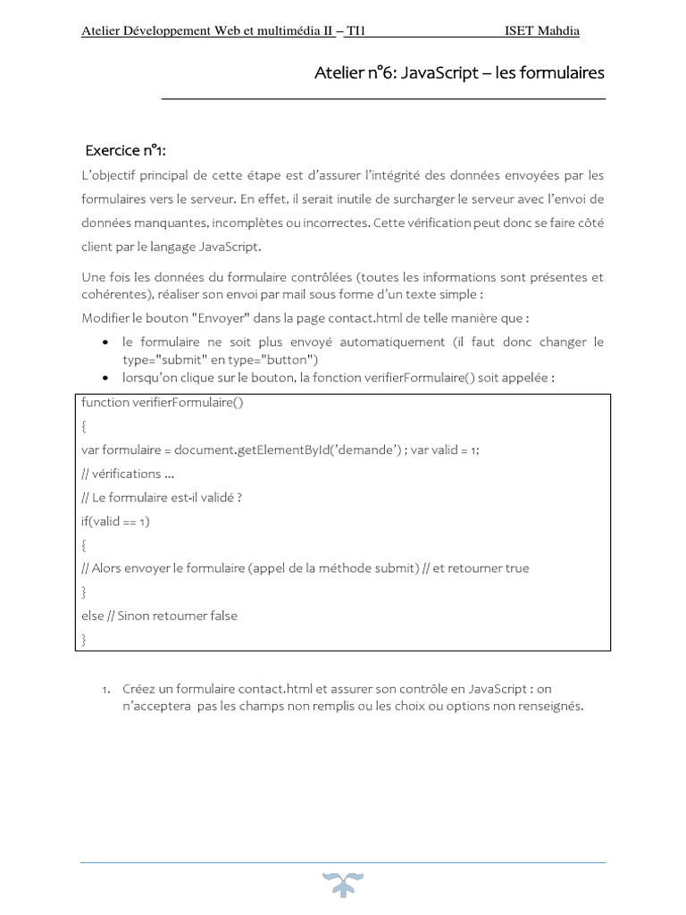 Suite Atelier 6-Web 2 | PDF | Programmation web | JavaScript