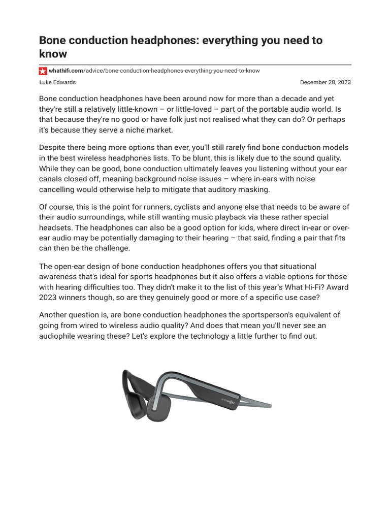 Bone Conduction Headphones Guide | PDF | Headphones | Ear