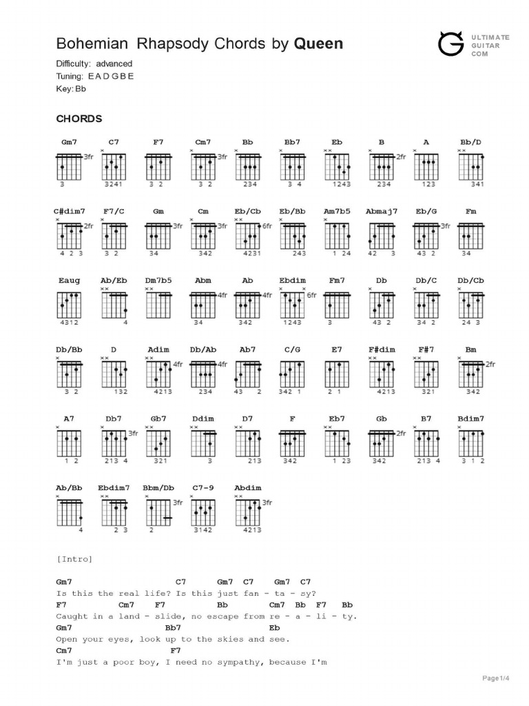 Bohemian Rhapsody Chords | PDF