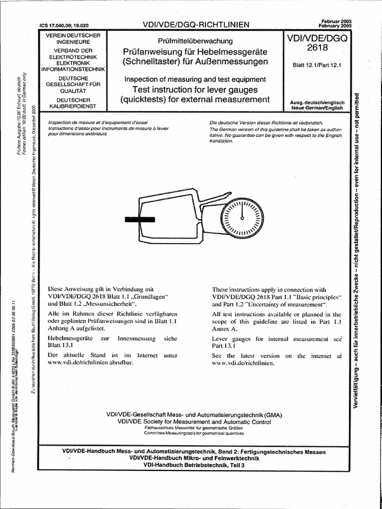 VDI-VDE-DGQ 2618 - Blatt 12.1 | PDF