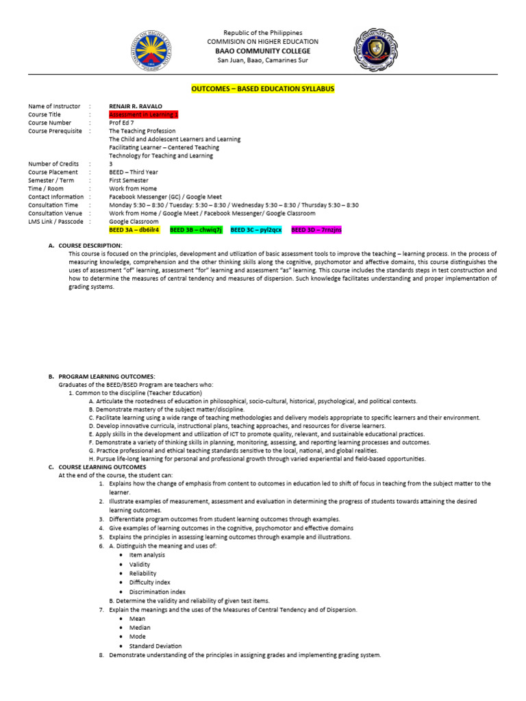 ProfEd 7 - Assessment in Learning 1 | PDF | Educational Assessment ...