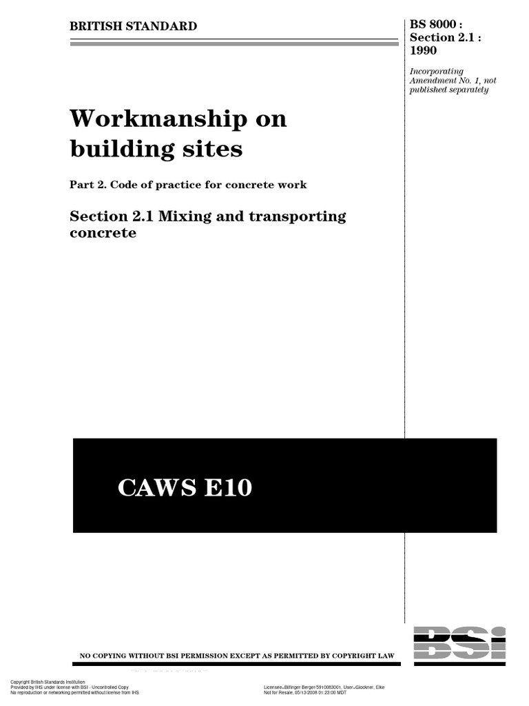 BS 8000: Concrete Work Standards | PDF | Concrete | Specification ...
