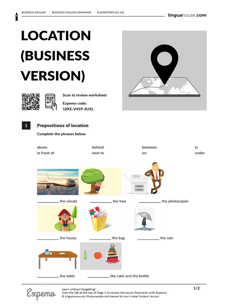Business English: Prepositions of Location | PDF | Syntax | Grammar