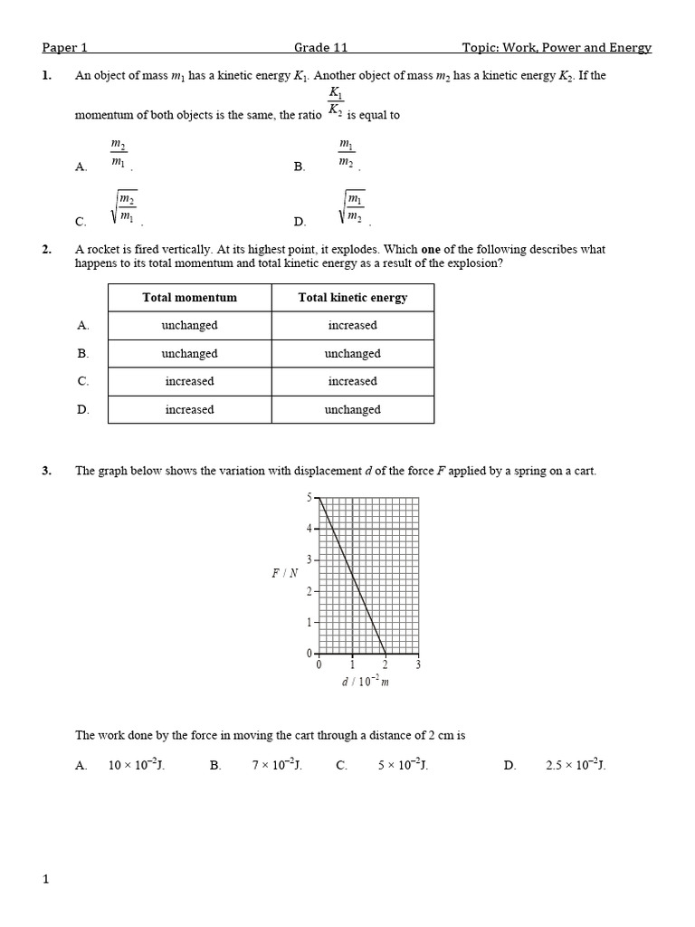 WEP MCQ | PDF | Force | Potential Energy