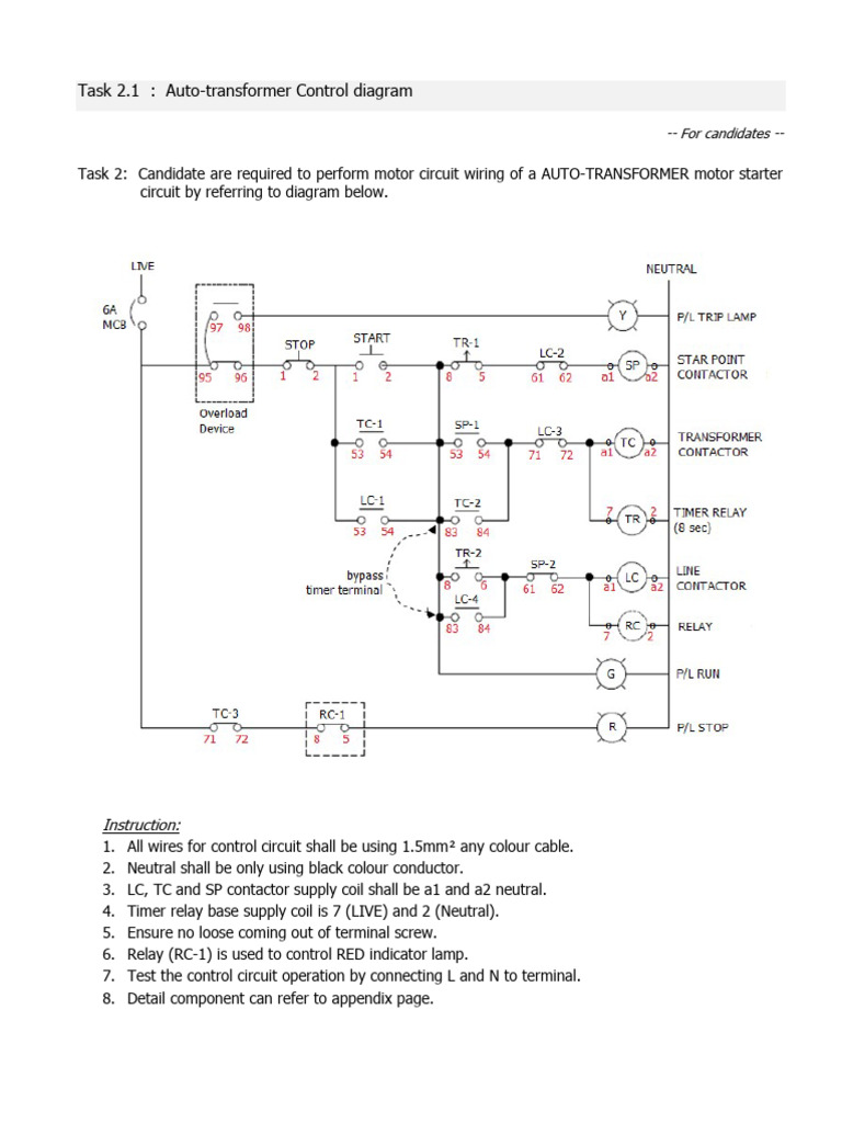 2023 TASK 1b - AUTO TRANSFORMER - Guide | PDF | Relay | Electrical Wiring